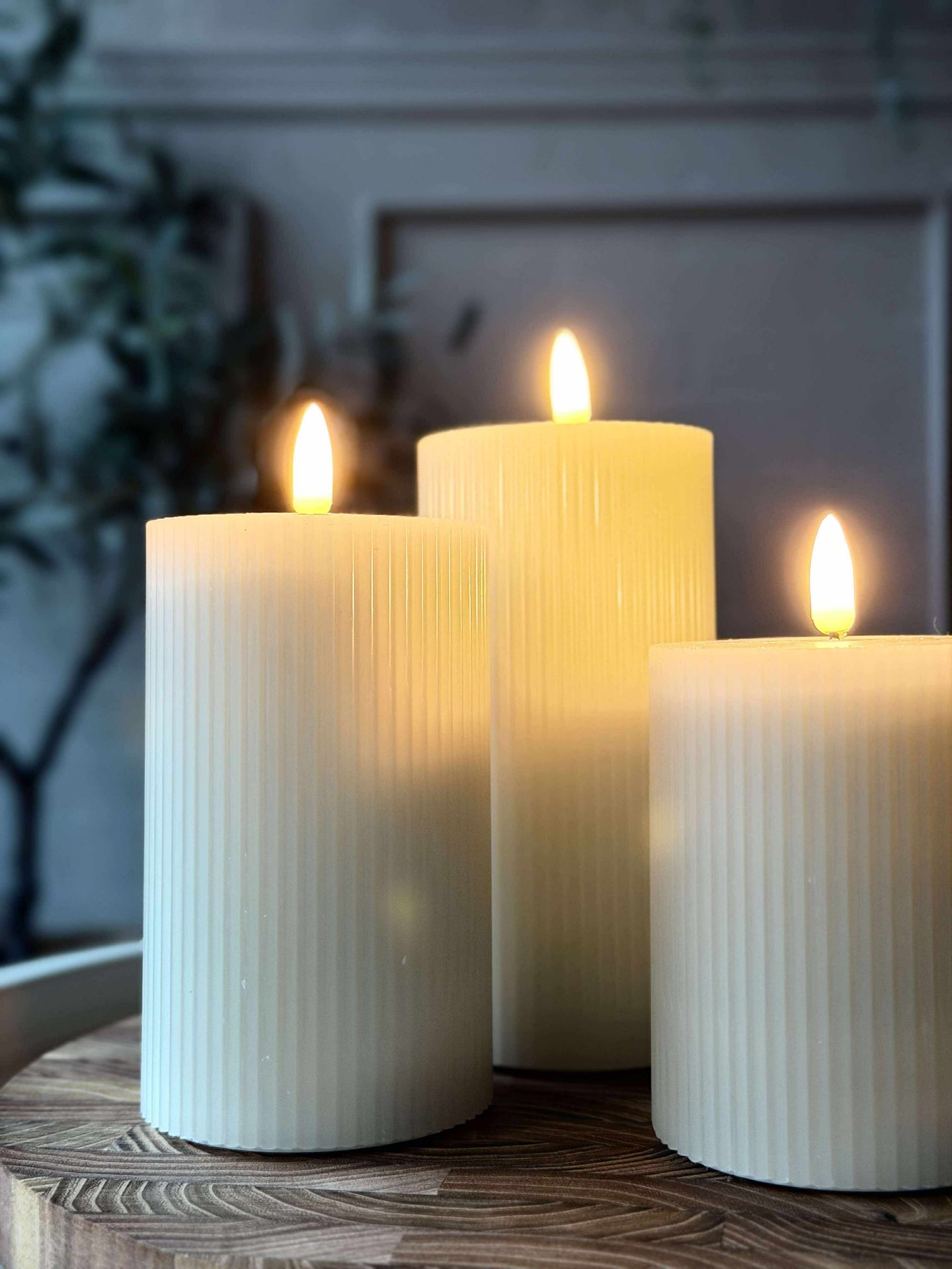 LED Bloklys Mint med riller - Sæt med 3 stk – VIAMAJA.DE